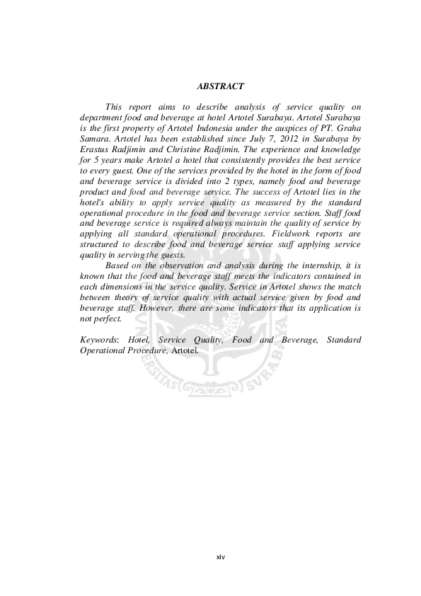 (PDF) Analisis Service Quality Pada Department Food and Beverage di ...