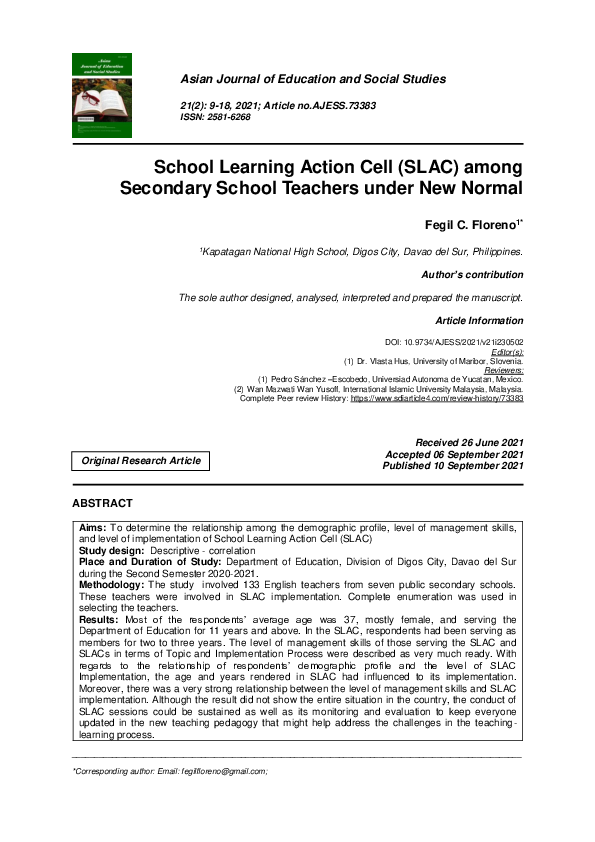 (PDF) School Learning Action Cell (SLAC) among Secondary School ...