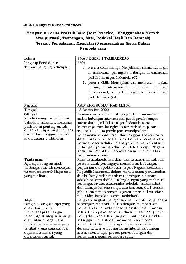 (DOC) Menyusun Cerita Praktik Baik (Best Practice) Menggunakan Metode ...
