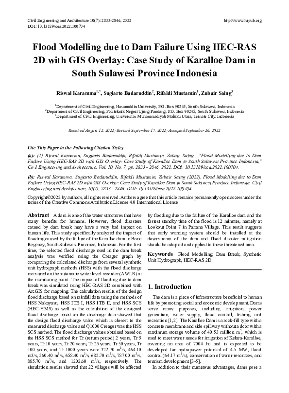 (PDF) Flood Modelling due to Dam Failure Using HEC-RAS 2D with GIS ...