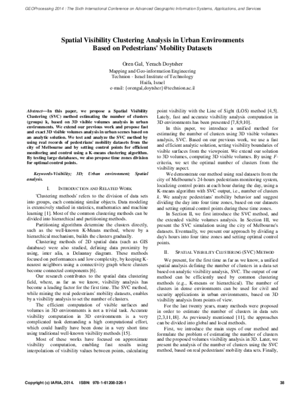 (PDF) Spatial Visibility Clustering Analysis In Urban Environments Based on Pedestrians ...