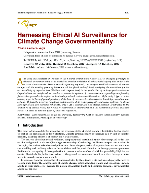 (PDF) Harnessing Ethical AI Surveillance for Climate Change Governmentality
