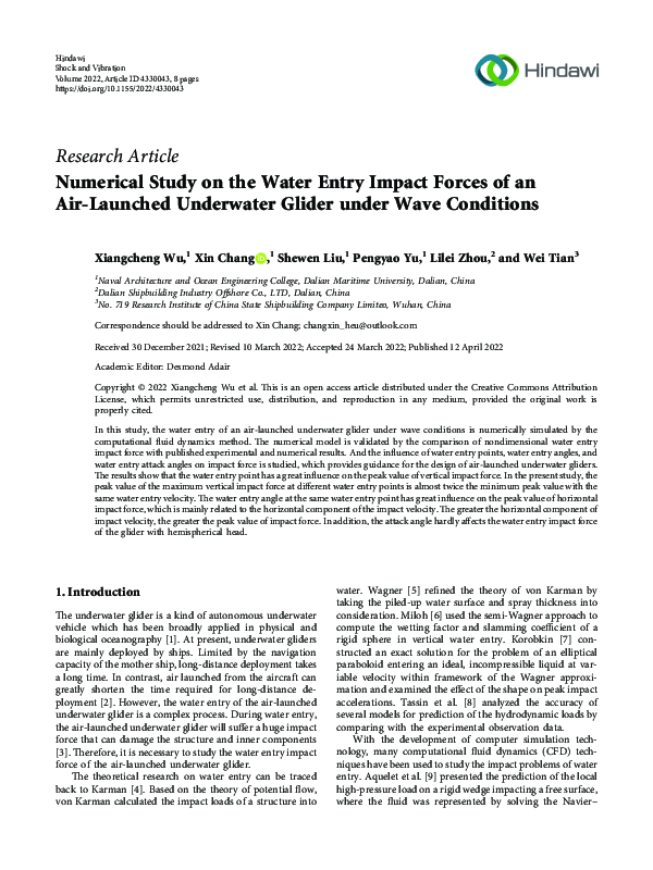 (PDF) Numerical Study on the Water Entry Impact Forces of an Air ...