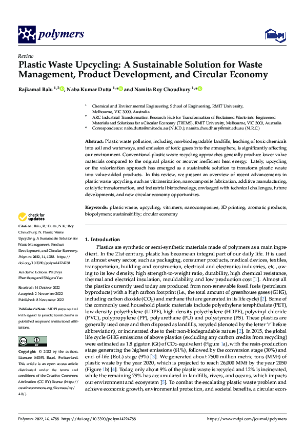 (PDF) Plastic Waste Upcycling: A Sustainable Solution for Waste ...