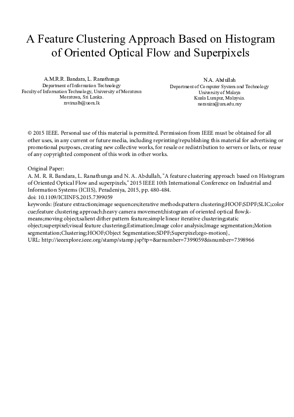 Pdf A Feature Clustering Approach Based On Histogram Of Oriented 4639