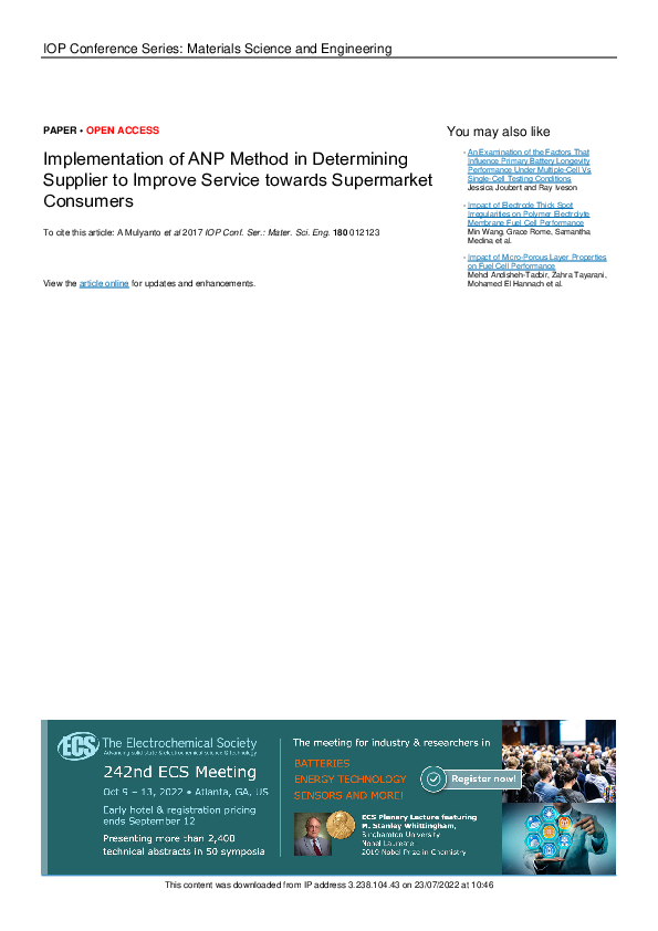 (PDF) Implementation of ANP Method in Determining Supplier to Improve ...