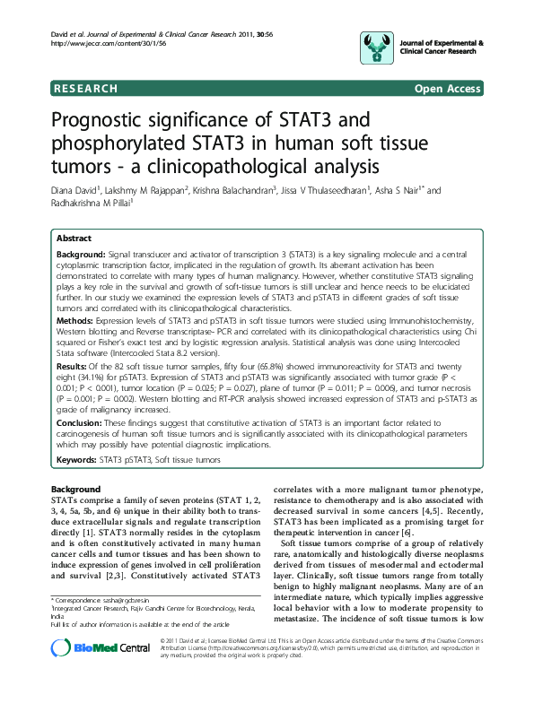 (PDF) Role of STAT3 in Soft Tissue Tumor Prognosis