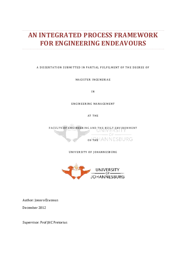 (PDF) An Integrated Process Framework for Engineering Endeavours
