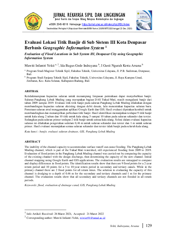 (PDF) Evaluasi Lokasi Titik Banjir di Sub Sistem III Kota Denpasar Berbasis Geographic ...