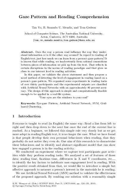 (PDF) Gaze Pattern and Reading Comprehension