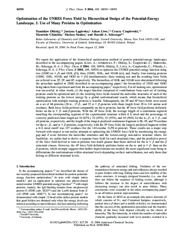 (PDF) Optimization of the UNRES Force Field by Hierarchical Design of ...