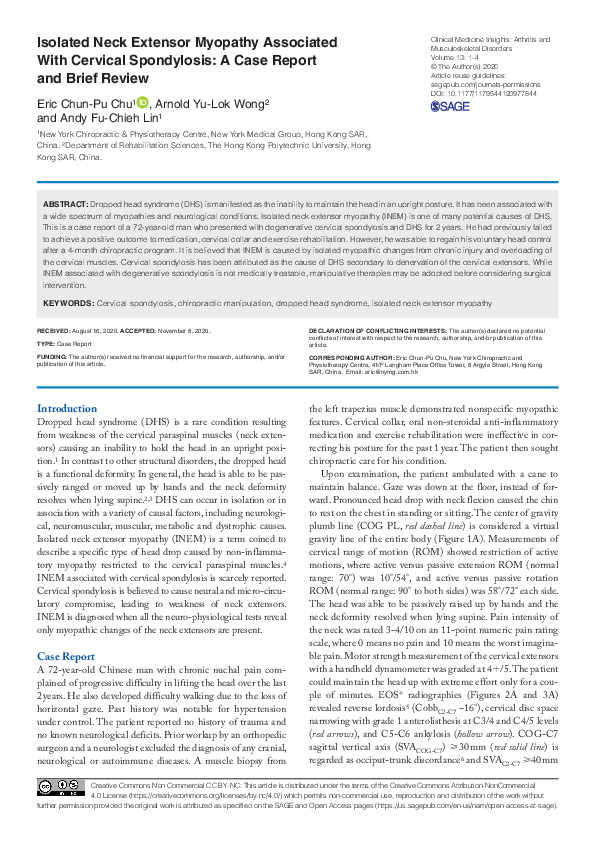 (PDF) Isolated Neck Extensor Myopathy Associated With Cervical ...