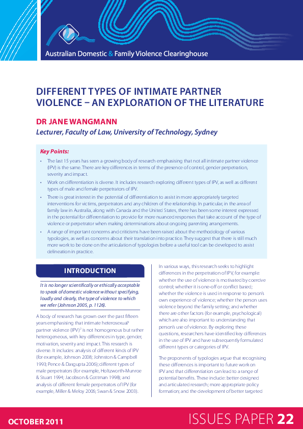 (PDF) Different Types of Intimate Partner Violence - An Exploration of ...