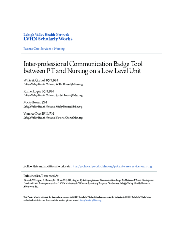 (PDF) Inter-professional Communication Badge Tool between PT and ...
