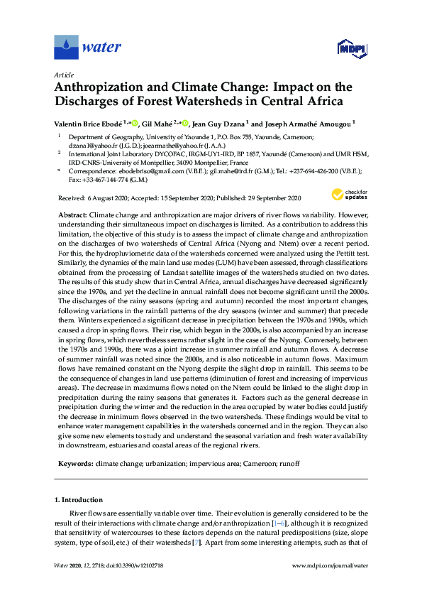 (PDF) Anthropization and Climate Change: Impact on the Discharges of ...