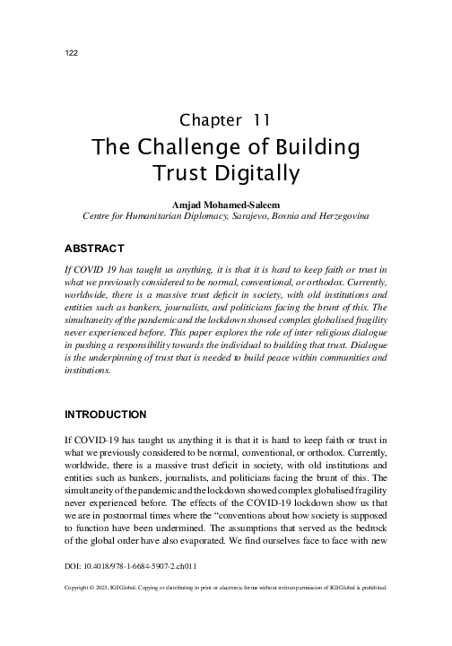(PDF) The Challenge of Building Trust Digitally