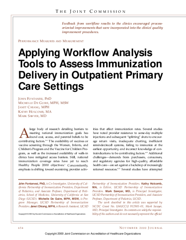 (PDF) Applying Workflow Analysis Tools to Assess Immunization Delivery ...