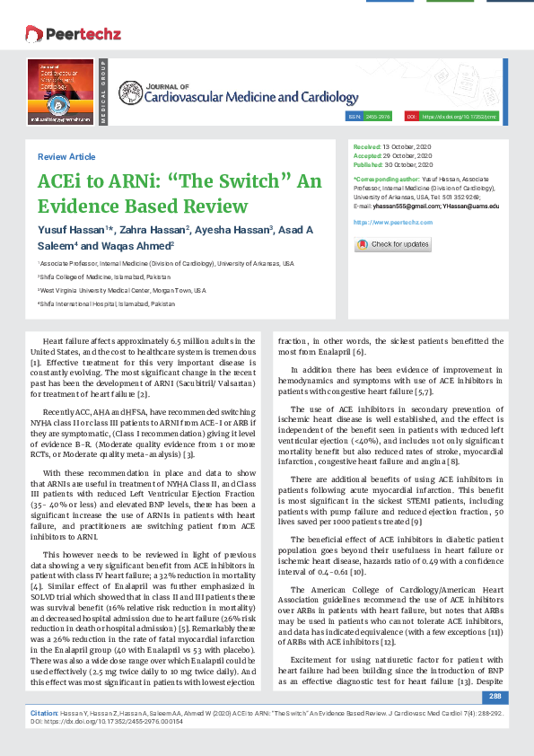 (PDF) ACEi to ARNi: “The Switch” An Evidence Based Review
