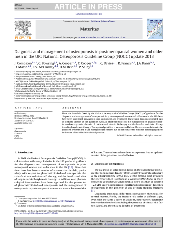 (PDF) Diagnosis and management of osteoporosis in postmenopausal women ...