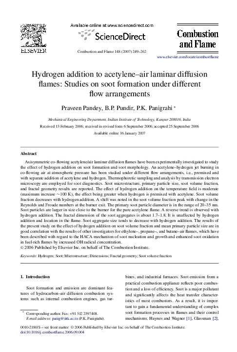 (PDF) Hydrogen addition to acetylene–air laminar diffusion flames ...