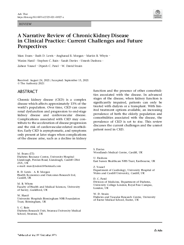 (PDF) A Narrative Review of Chronic Kidney Disease in Clinical Practice: Current Challenges and ...