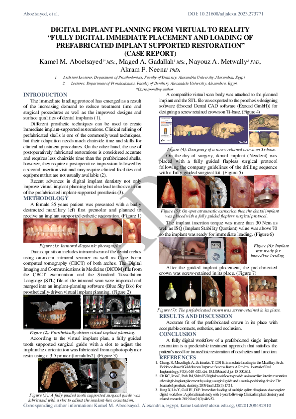 (PDF) Digital Implant Planning from Virtual to Reality “Fully Digital ...