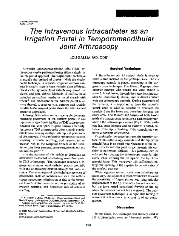 (PDF) The intravenous intracatheter as an irrigation portal in ...