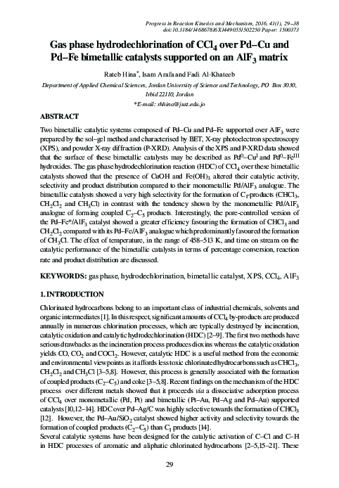 (PDF) Gas phase hydrodechlorination of CCl4 over Pd–Cu and Pd–Fe ...