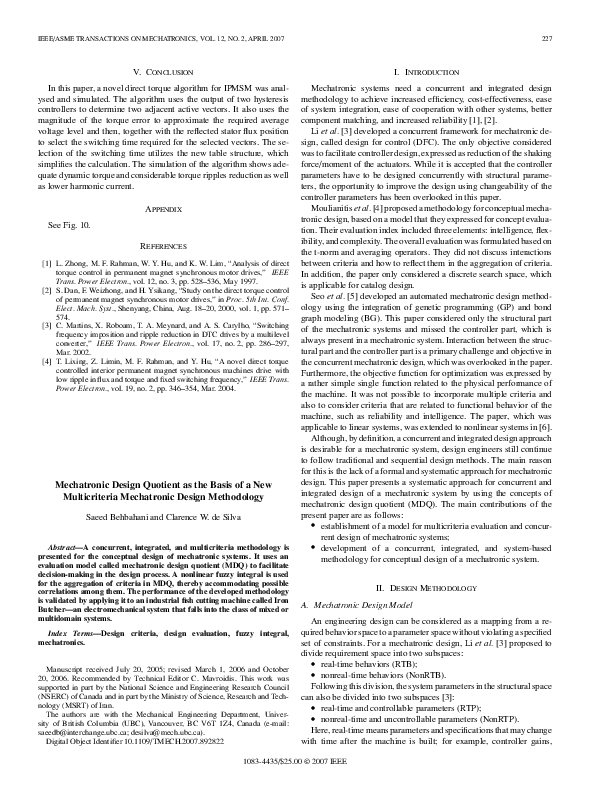 (PDF) Mechatronic Design Quotient as the Basis of a New Multicriteria ...