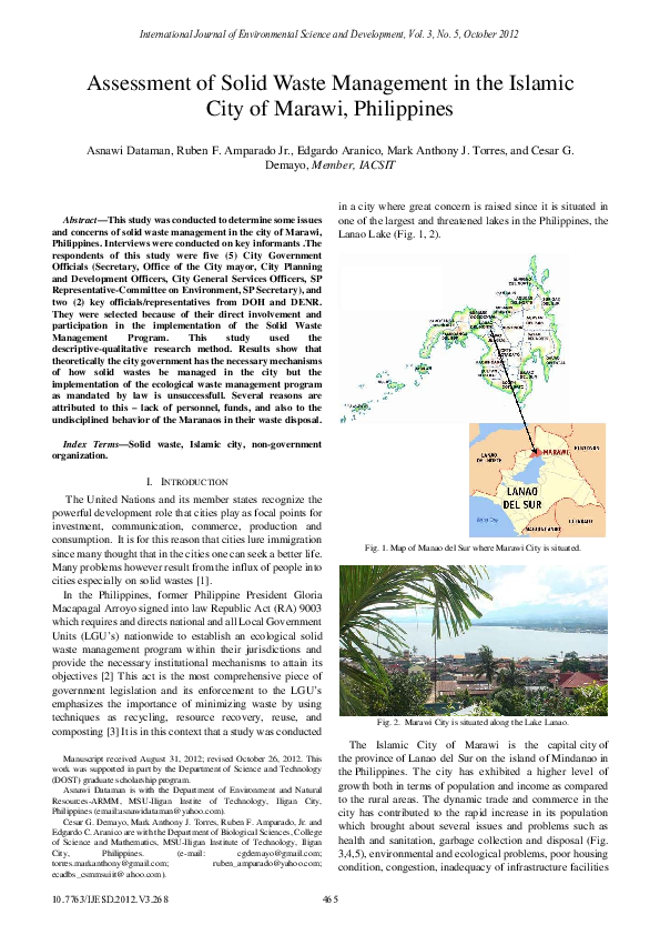 (PDF) Assessment of Solid Waste Management in the Islamic City of ...
