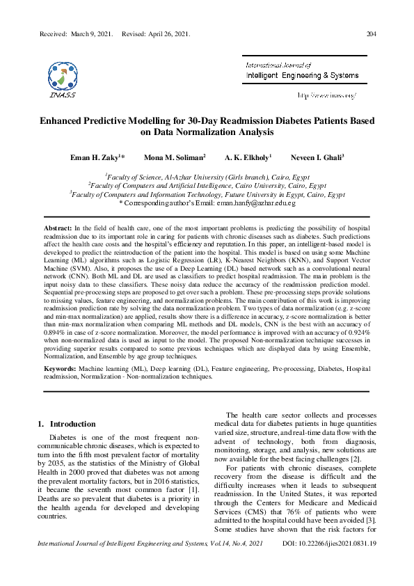 (PDF) Enhanced Predictive Modelling for 30-Day Readmission Diabetes ...
