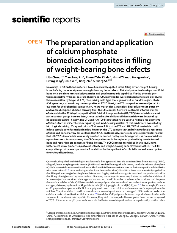 (PDF) The preparation and application of calcium phosphate biomedical ...