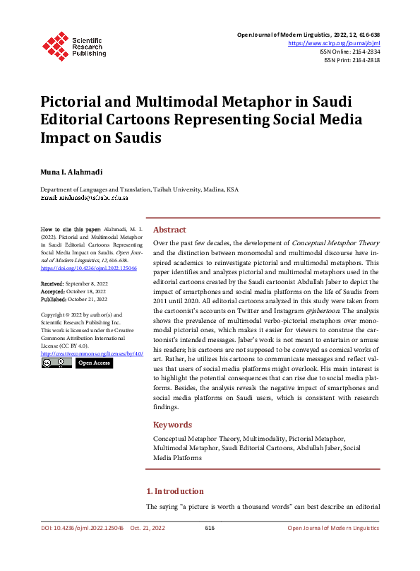 (PDF) Pictorial and Multimodal Metaphor in Saudi Editorial Cartoons ...