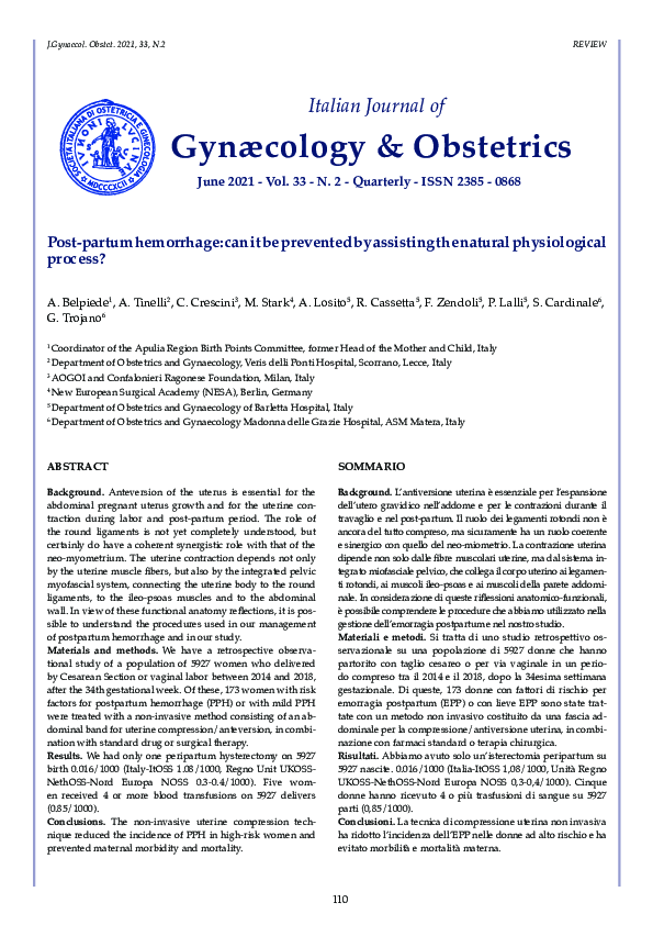 (PDF) Post-partum hemorrhage: can it be prevented by assisting the ...