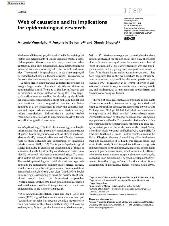 (PDF) Web of causation and its implications for epidemiological research