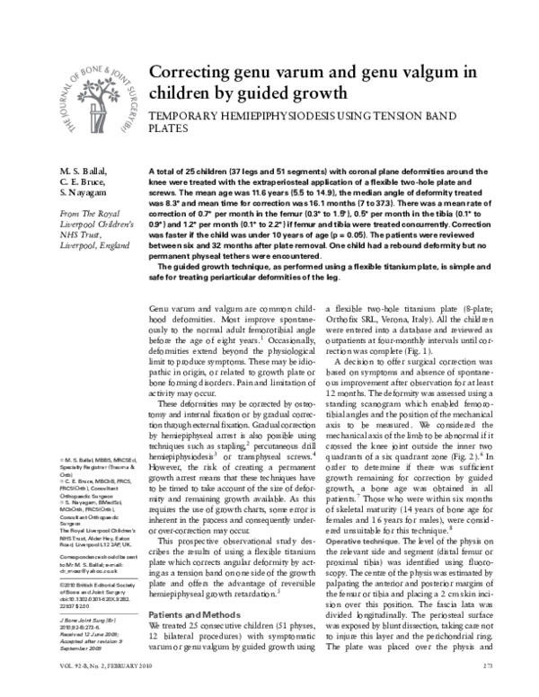 (PDF) Correcting genu varum and genu valgum in children by guided growth
