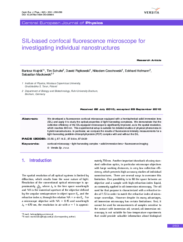 (PDF) SIL-based confocal fluorescence microscope for investigating ...