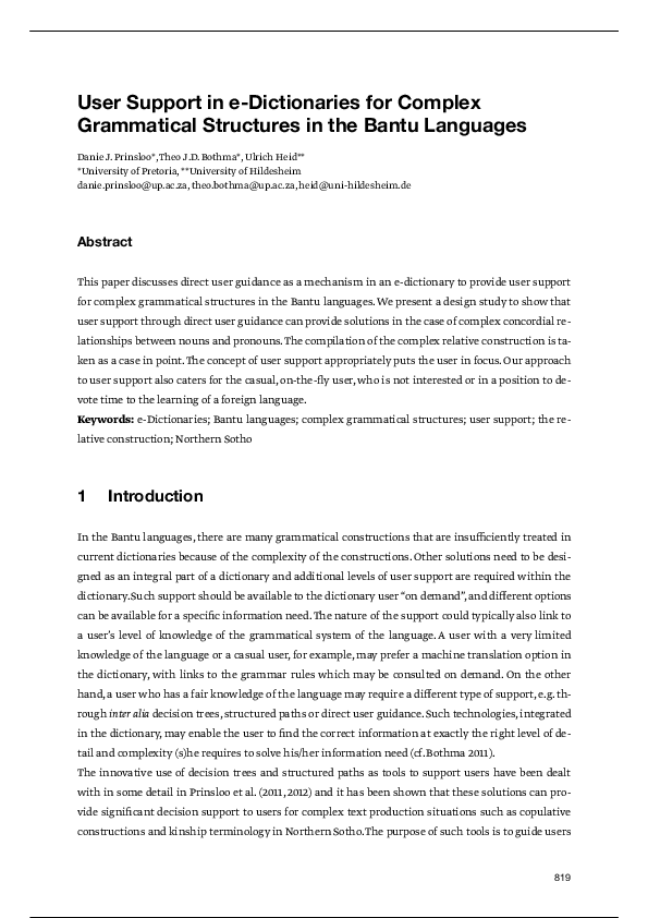 (PDF) User Support in e-Dictionaries for Complex Grammatical Structures ...