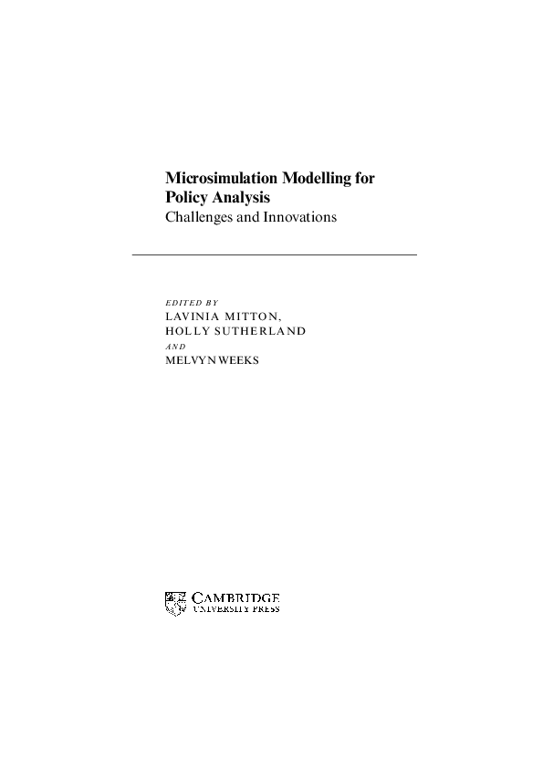(PDF) Microsimulation Modelling for Policy Analysis: Challenges and Innovation
