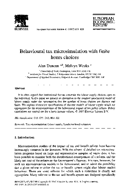 (PDF) Behavioural tax microsimulation with finite hours choices ...