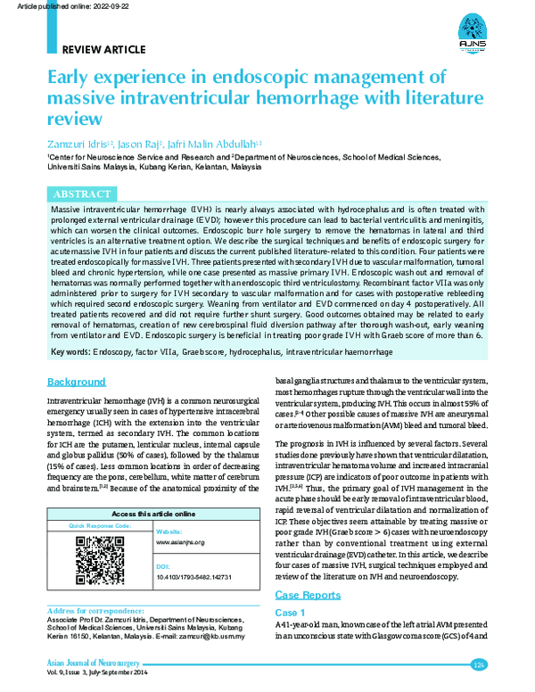 (PDF) Early experience in endoscopic management of massive ...