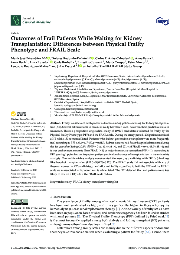 (PDF) Outcomes of Frail Patients While Waiting for Kidney ...