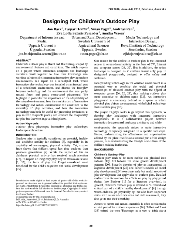 (PDF) Designing for Children's Outdoor Play