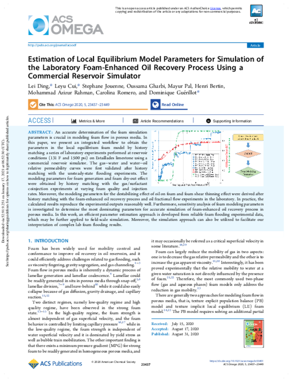 (PDF) Estimation of Local Equilibrium Model Parameters for Simulation ...