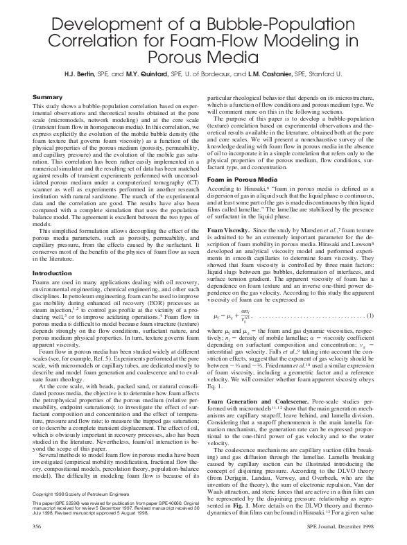 (PDF) Development of a Bubble-Population Correlation for Foam-Flow ...