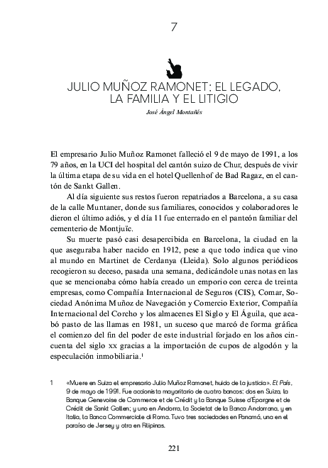 (PDF) Julio Muñoz Ramonet: El legado la familia y el litigio