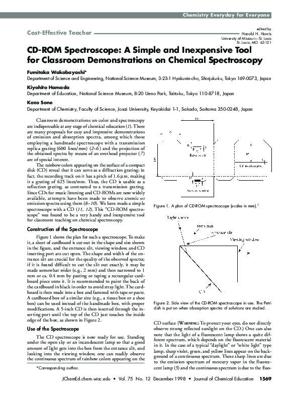 (PDF) CD-ROM Spectroscope: A Simple and Inexpensive Tool for Classroom ...