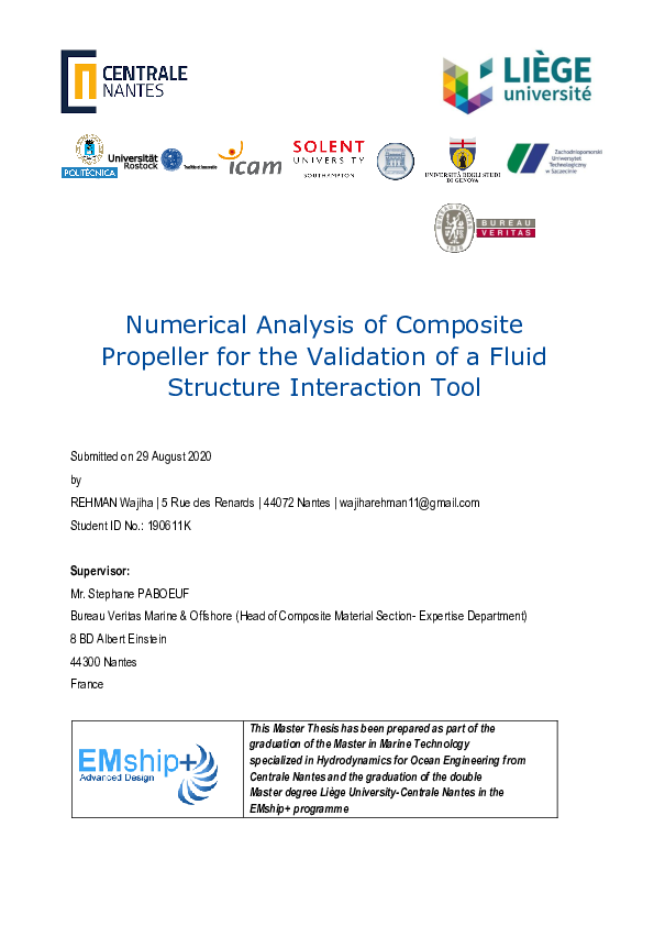 (PDF) Travail de fin d'études et stage[BR]- Master's thesis : Numerical Analysis of Composite ...