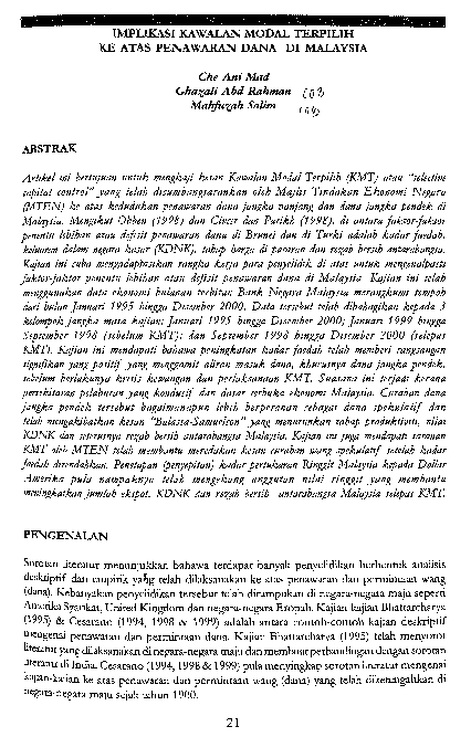 (PDF) Implikasi kawalan modal terpilih ke atas penawaran dana di Malaysia