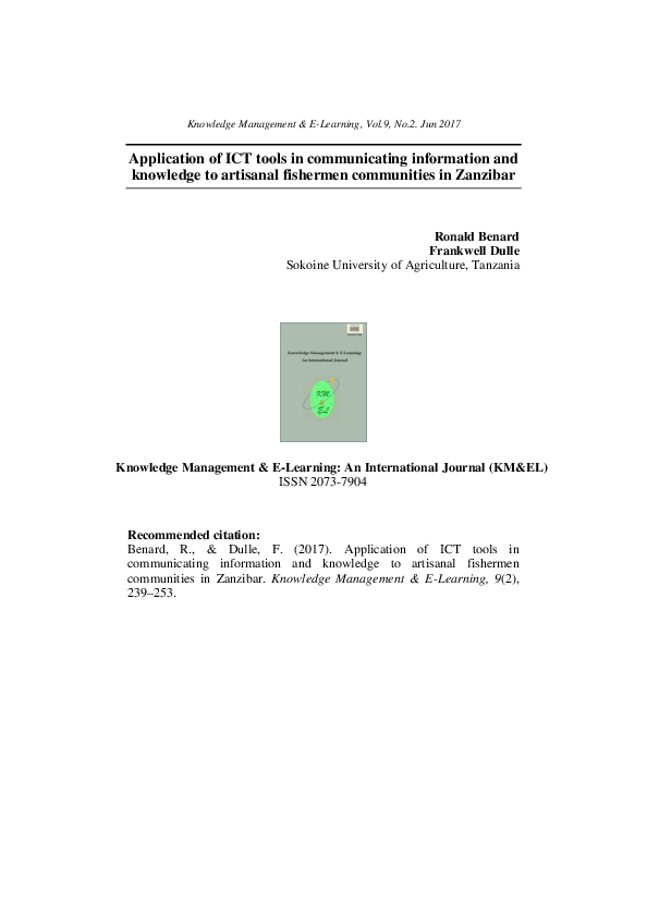 (PDF) Application of ICT tools in communicating information and ...